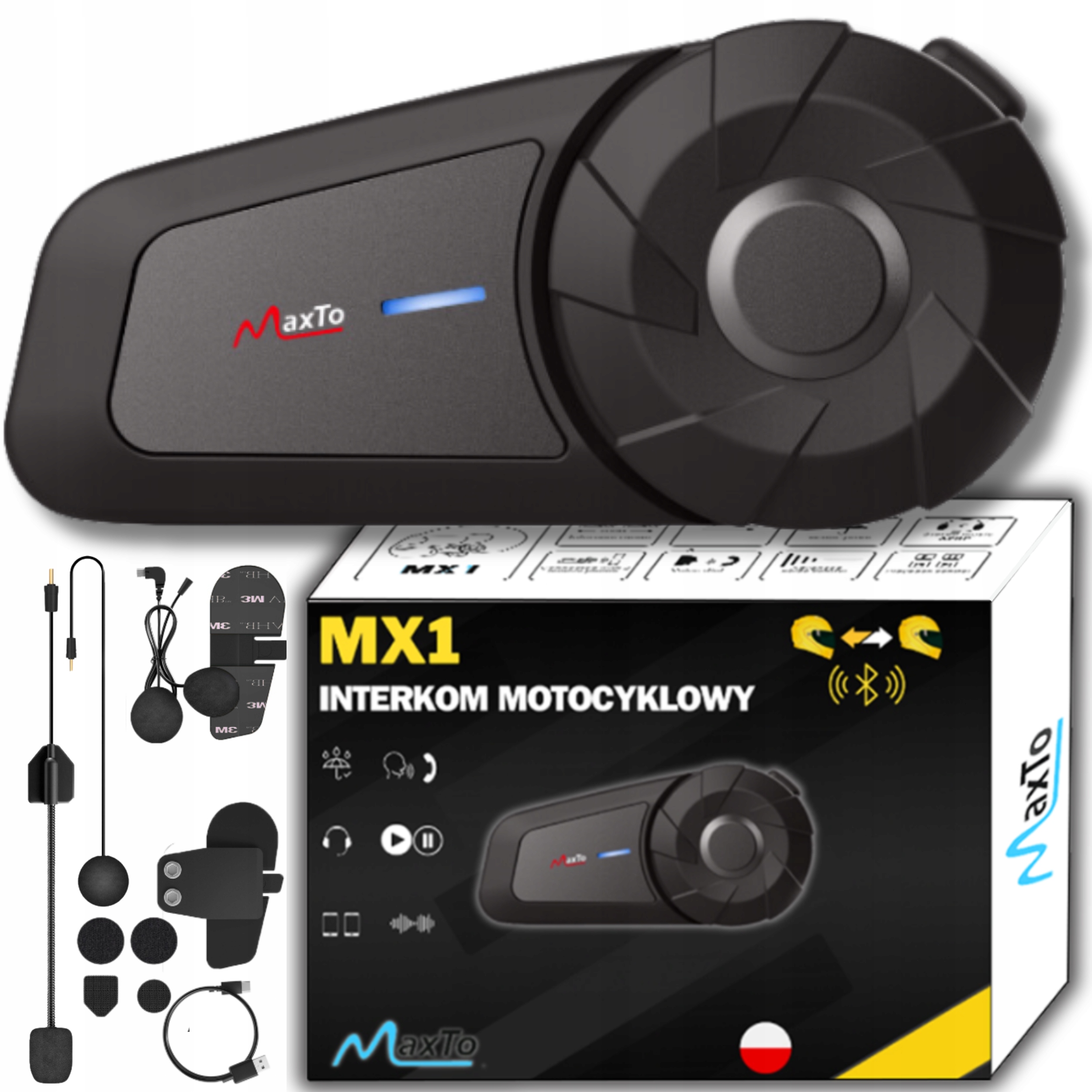 INTERKOM MOTOCYKLOWY BLUETOOTH MAXTO MX1 5903815414497 za 159.00PLN z Olkusz - Allegro ...