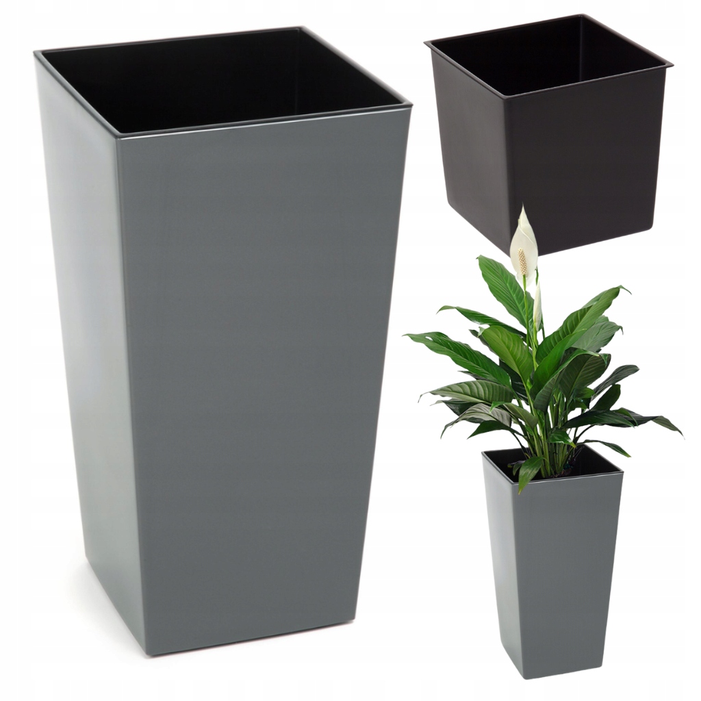 Doniczka tworzywo sztuczne szary Lamela 37 cm x 19 x 37 cm (5900119825325) • Cena, Opinie ...