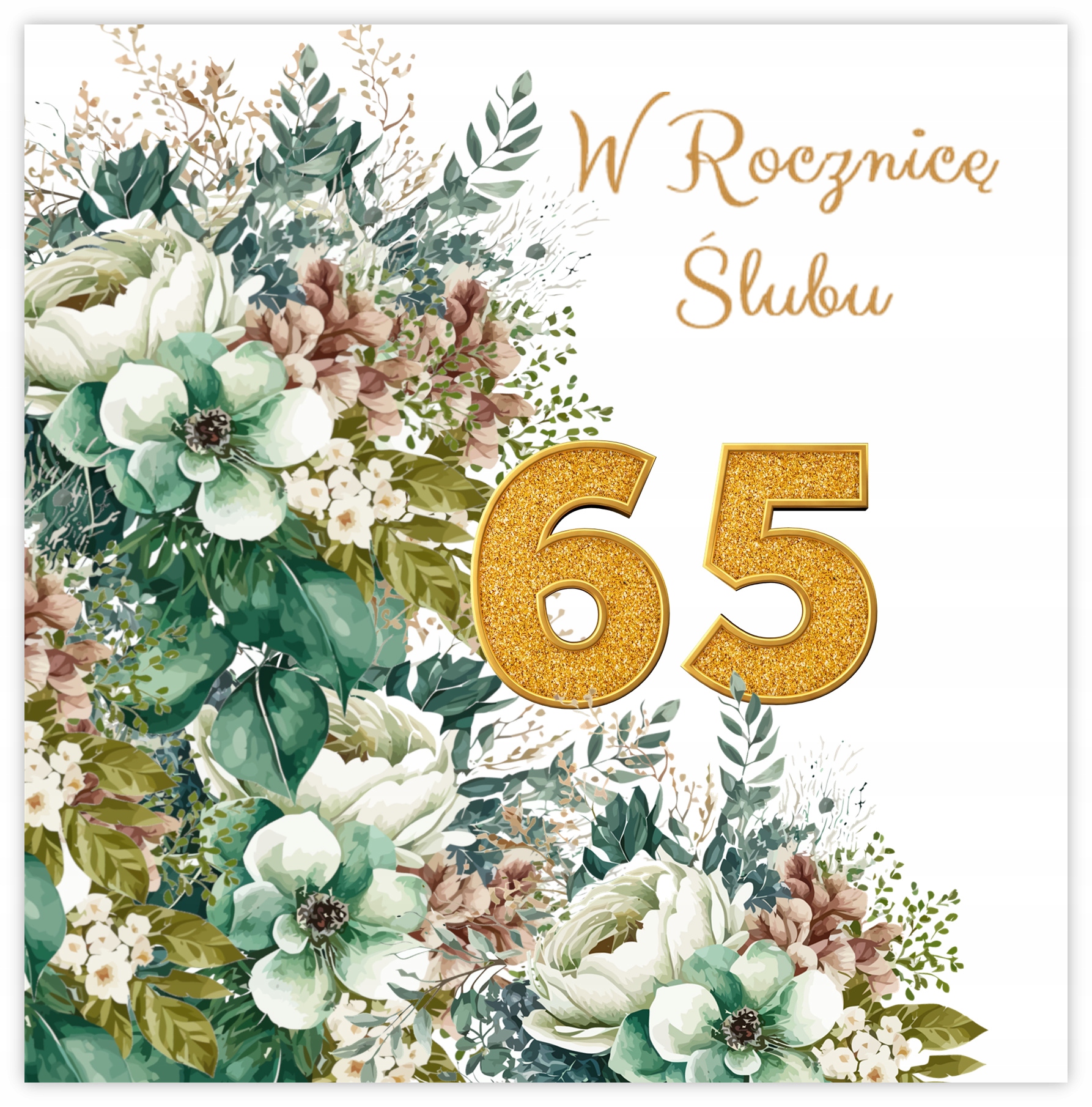 KARTKA NA 65 ROCZNICĘ ŚLUBU ŻELAZNE GODY ROCZNICA ŚLUBU KOPERTA BIAŁA ...