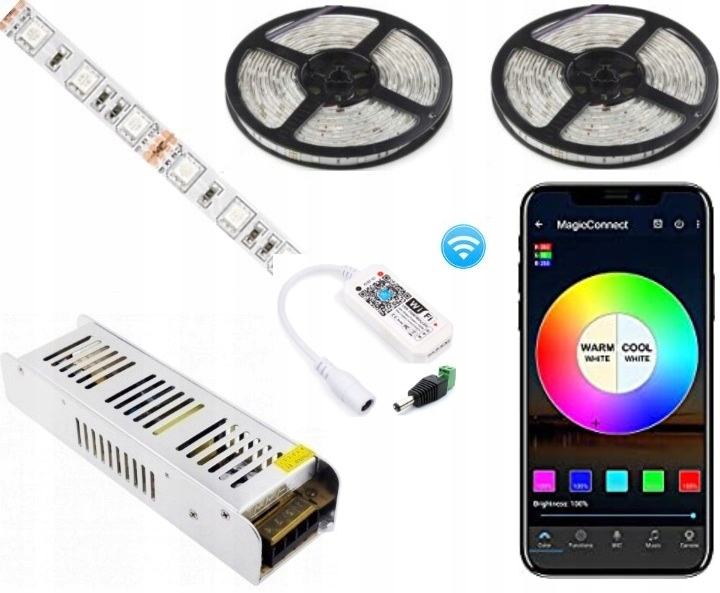ZESTAW 6m TASMA 360 LED RGB 5050 sterownik WIFI (5907195410483) • Cena ...