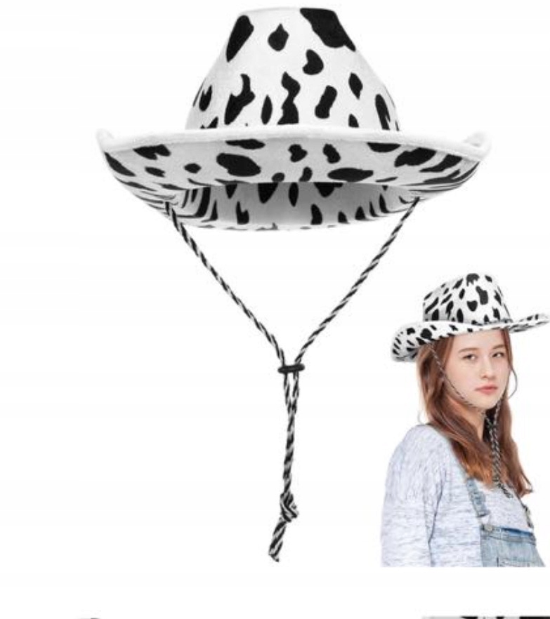 KAPELUSZ WELUROWY KOWBOJSKI RODEO BIAŁY ŁATKI KOWBOJ (5906349243632 ...