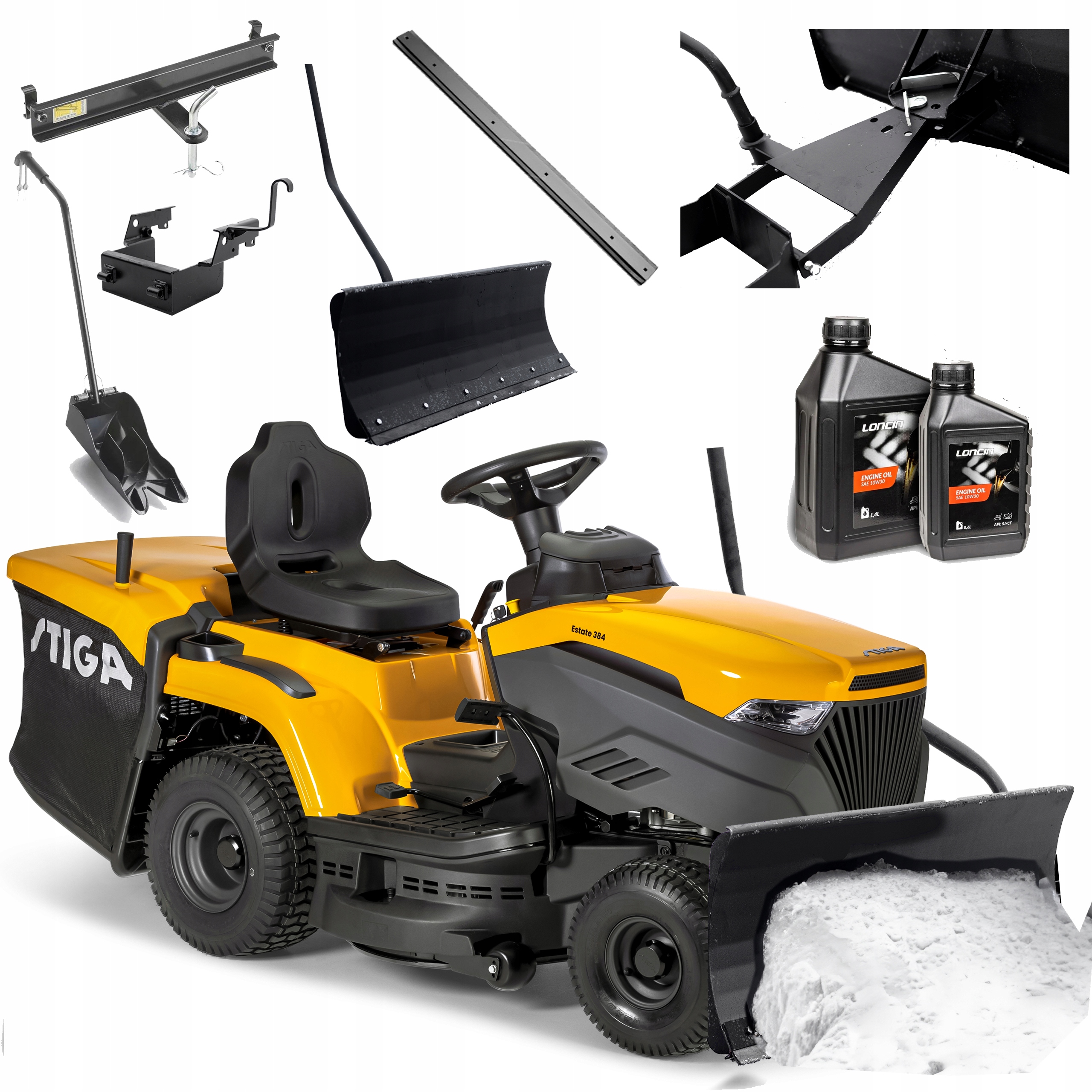 MOCNY TRAKTOREK STIGA ESTATE 384 ODŚNIEŻARKA ZESTAW PŁUG DO ŚNIEGU ...