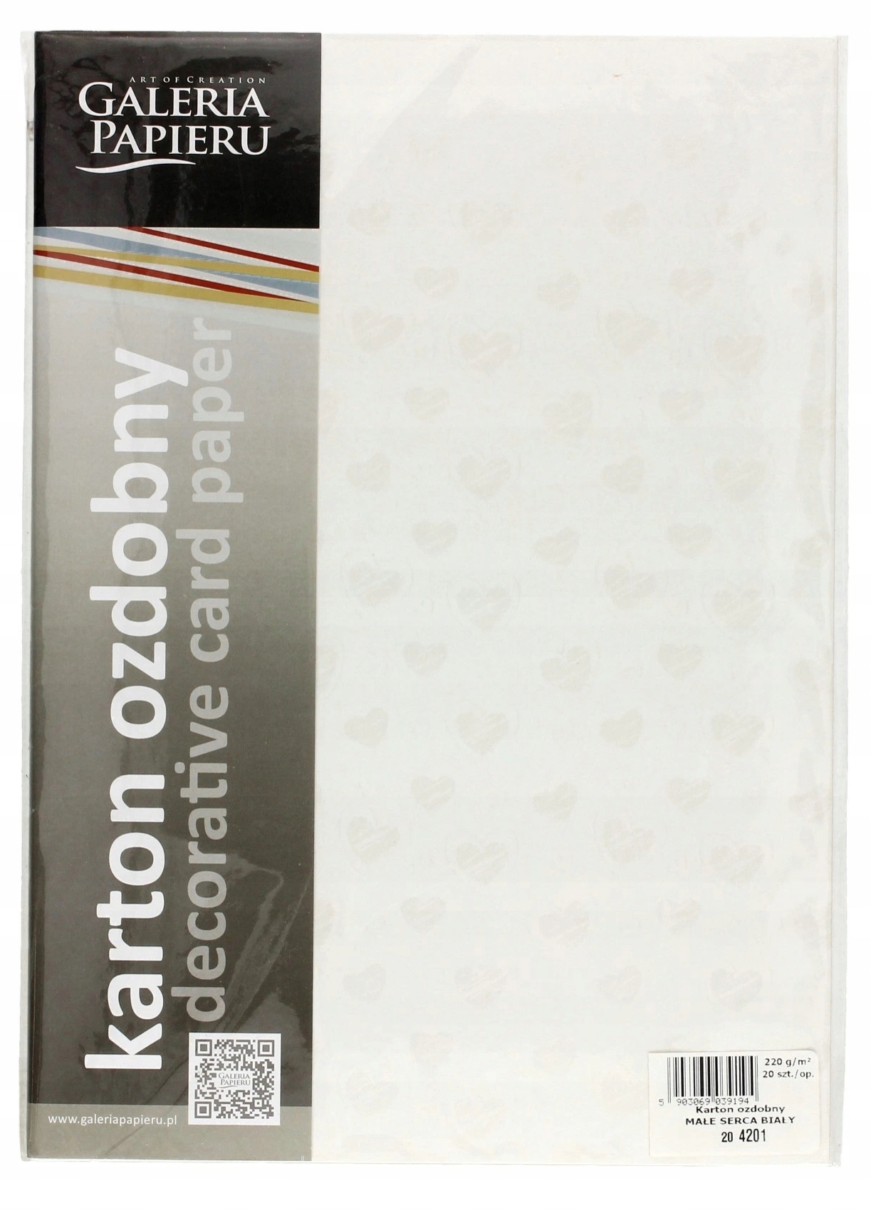 Papier ozdobny A4 małe serca biały Galeria Papieru 220 g/m² 20 arkuszy (5903069039194) • Cena ...