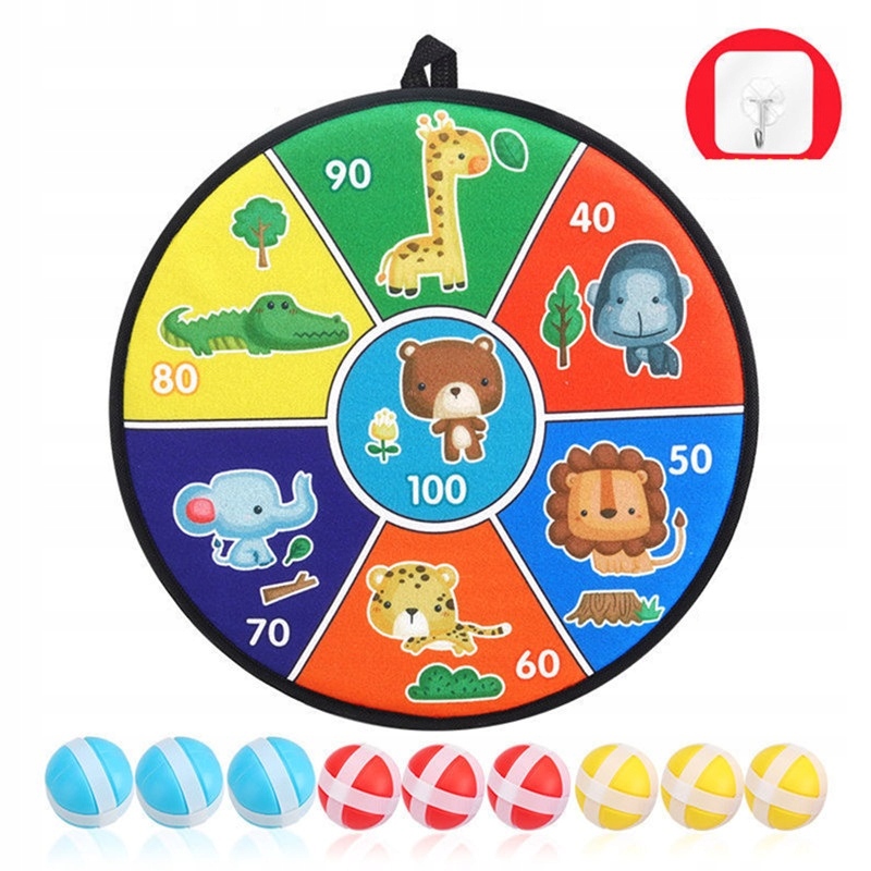 Dart Rzutki Na Rzepy Lotki Tarcza 36cmx36cm 9 Rzutek+Hak Prezent Dla ...