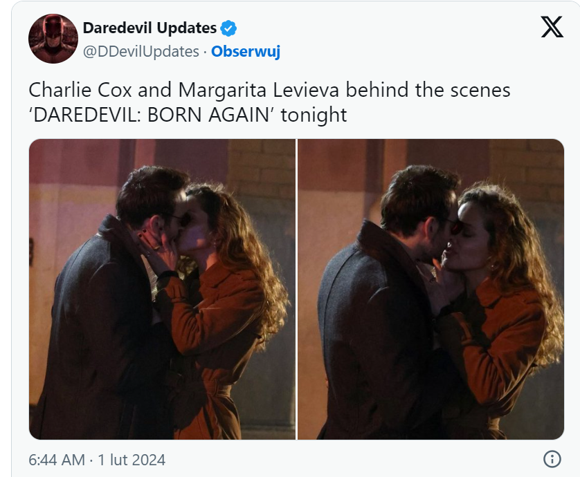 Nowe zdjęcia zza kulis serialu "Daredevil: Born Again"! Kogo całuje ...
