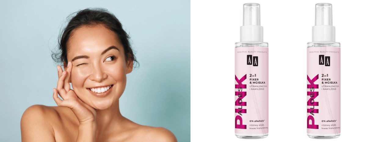 AA Pink Aloes Utrwalająco-nawilżający spray 2w1 - Premiera na Allegro.pl