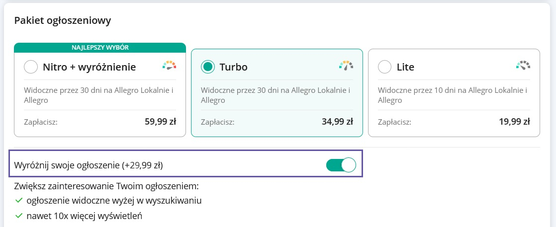 Wystaw pojazd w niższej cenie na Allegro Lokalnie