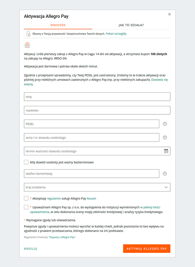 Jak aktywować Allegro Pay - Allegro Pomoc