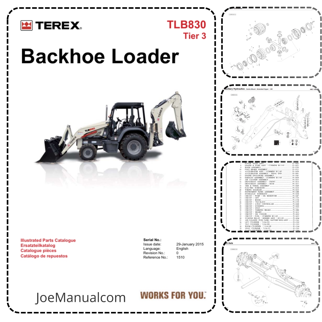 TEREX TLB830 Backhoe Loader Parts Catalog Katalog części schematy ...