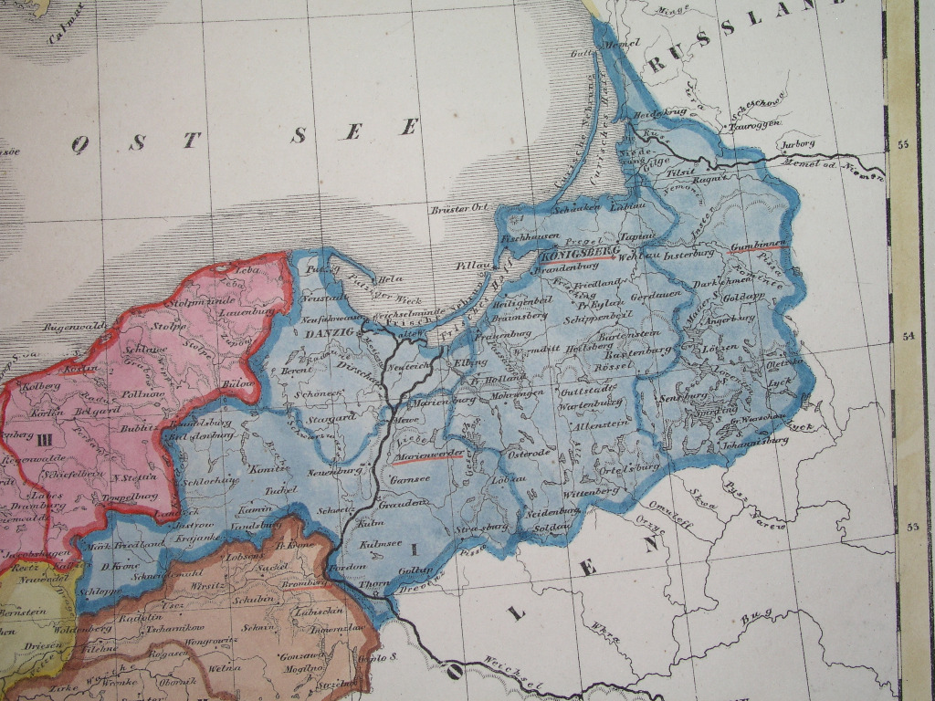 1848 MAPA PRUSY ŚLĄSK WIELKOPOLSKA POMORZE MAZURY | Kruszwica ...
