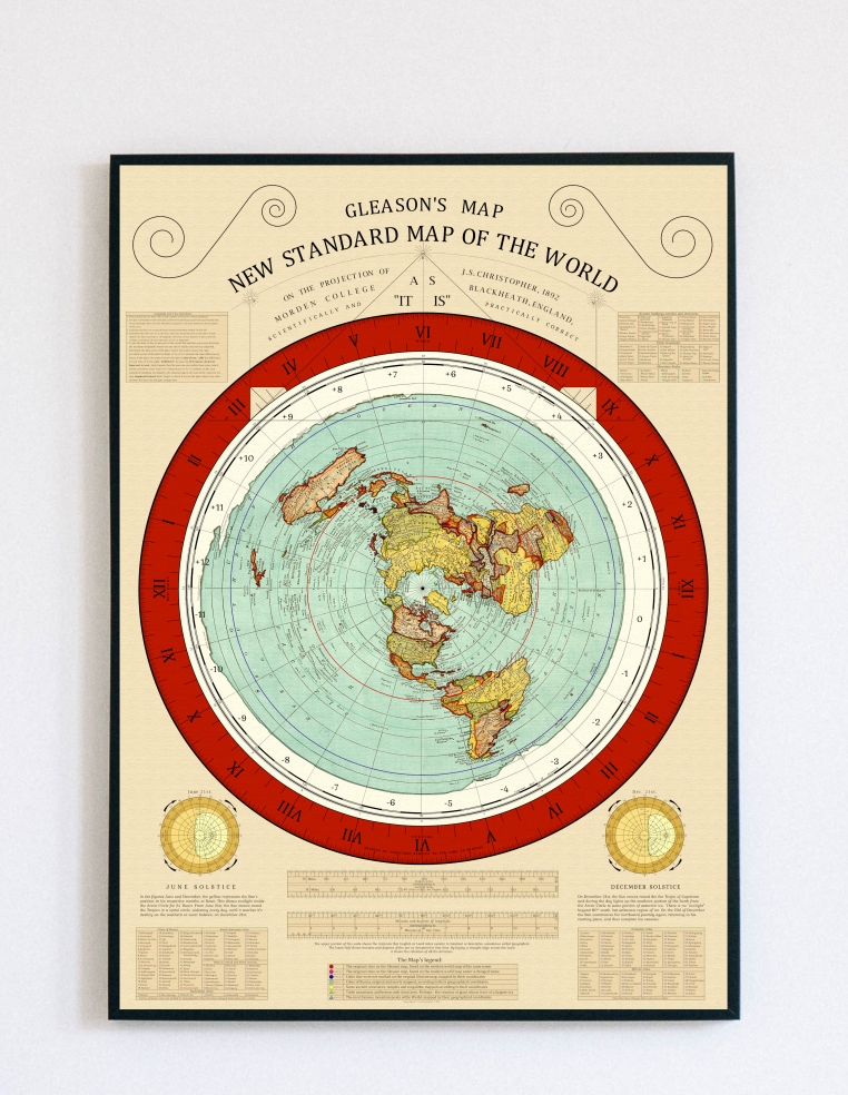 Plaska ziemia Mapa Świata Gleason 1892r Odnowiona Flat Earth 70x50cm ...