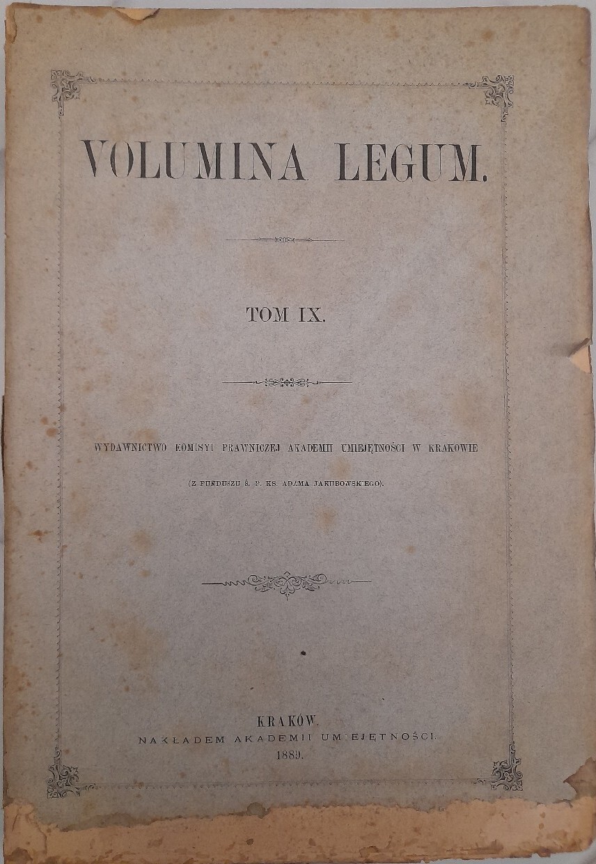 Volumina Legum tom IX 1889 rok | Murowana Goślina | Kup teraz na ...
