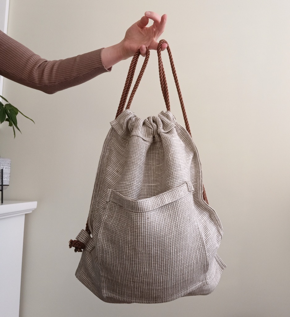 Lniany worek-plecak z kieszonką | Osiek | Kup teraz na Allegro Lokalnie