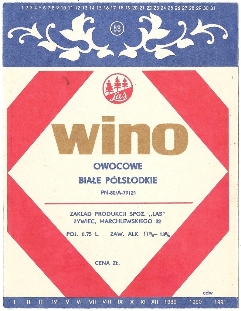 PRL etykieta na wino LAS ŻYWIEC | Żywiec | Licytacja na Allegro Lokalnie