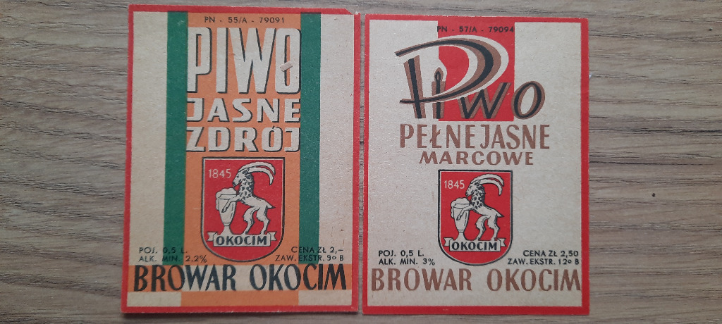 Etykiety browar Okocim | Piekary Śląskie | Licytacja na Allegro Lokalnie