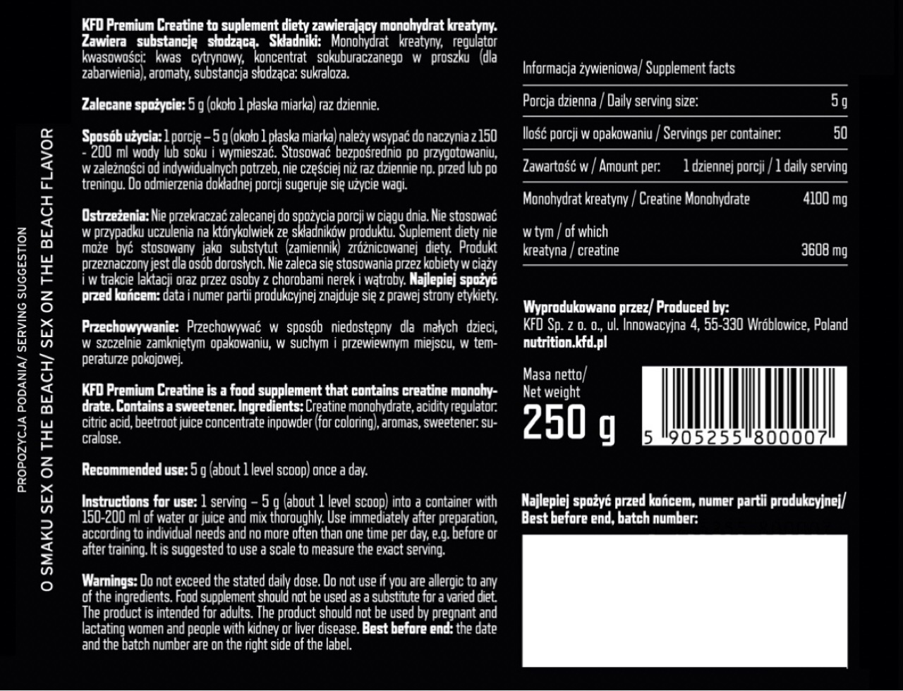 Kreatyna Kfd Premium 250g Smak Sex On The Beach Białopole Kup Teraz Na Allegro Lokalnie