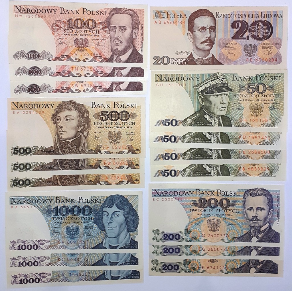 Złoty polski - ZESTAW - Waluta PRL - banknoty UNC | Bielsko-Biała | Kup ...