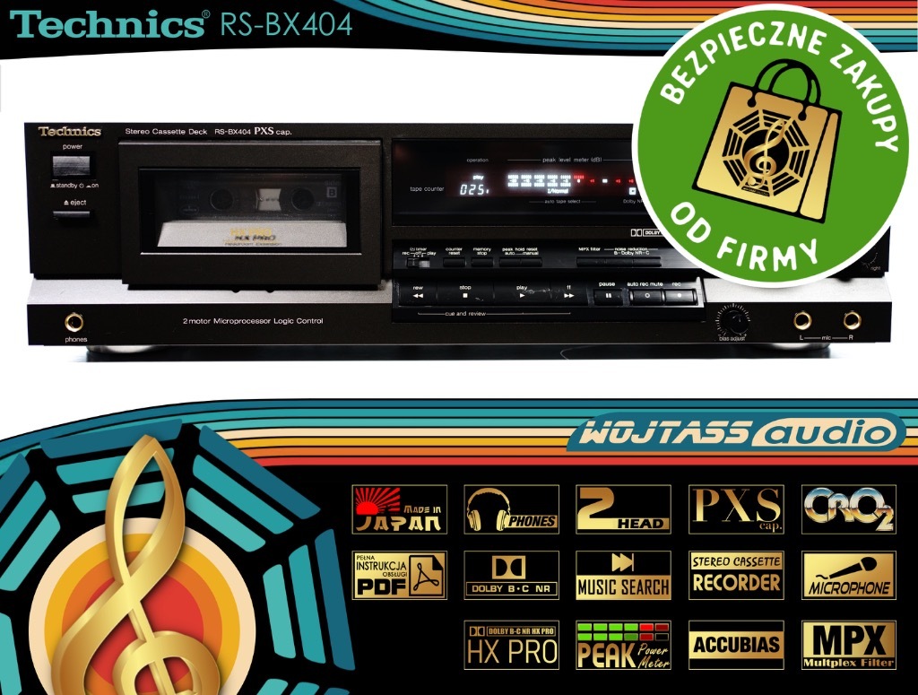 Magnetofon TECHNICS RSBX404 MPX Dolby BC BIAS HXPRO PXS cap DECK ...
