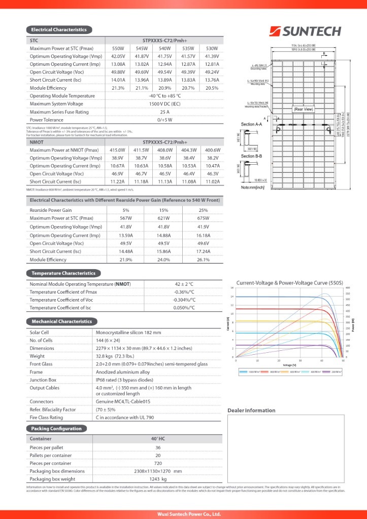 Panele PV Suntech STP550SC72/Pmh+ 550W Bifacial | Tomaszów Mazowiecki ...