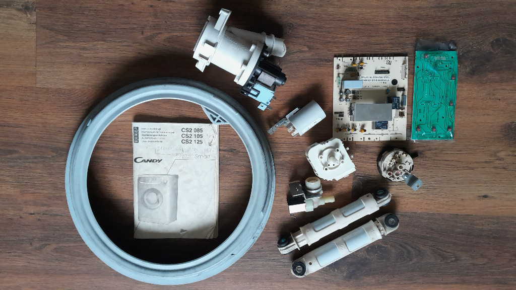 Candy CS2 105 16S komplet cześci: amortyzatory kołnierz elektrozawór ...