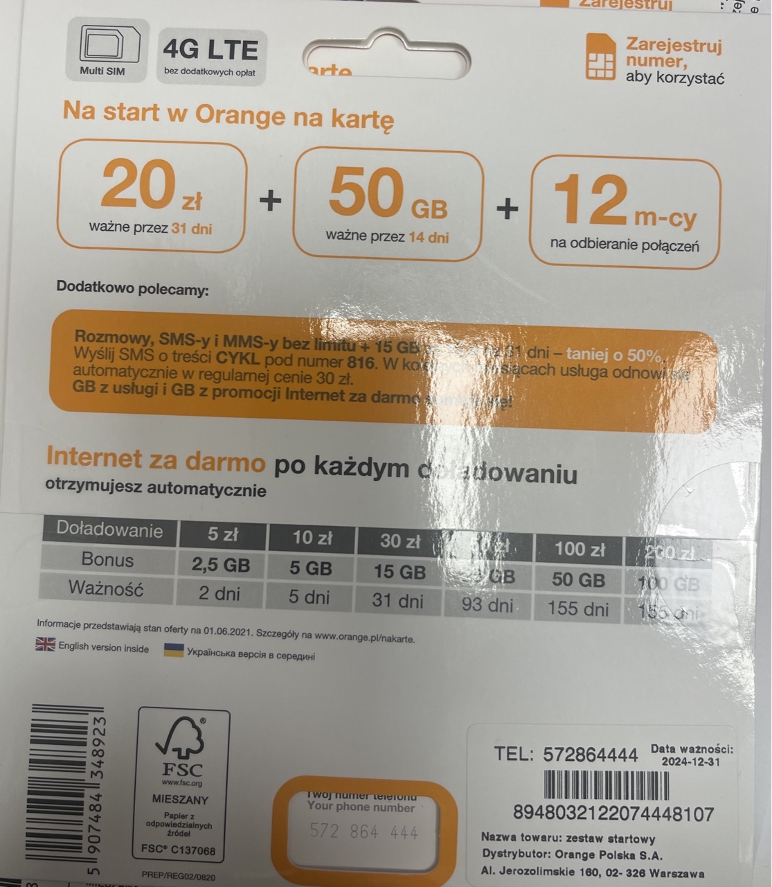 Starter złoty numer Orange 572 86 44 44 | SZCZYTNO | Kup teraz na Allegro Lokalnie
