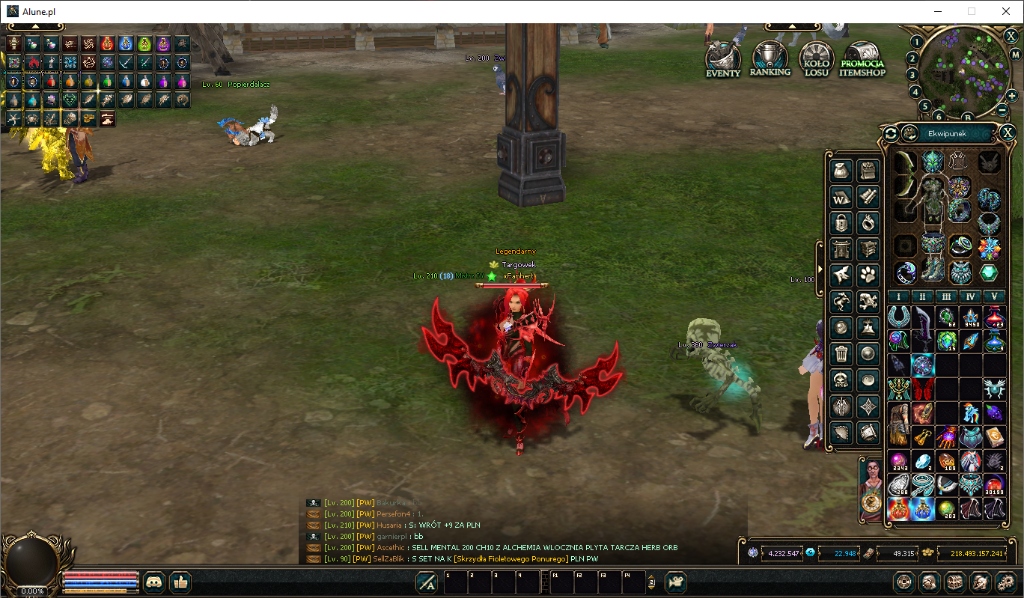 Alune Alune.pl Metin2 Ninja Archer 210 18 CH (prawie 19) CAŁE EQ i drop ...