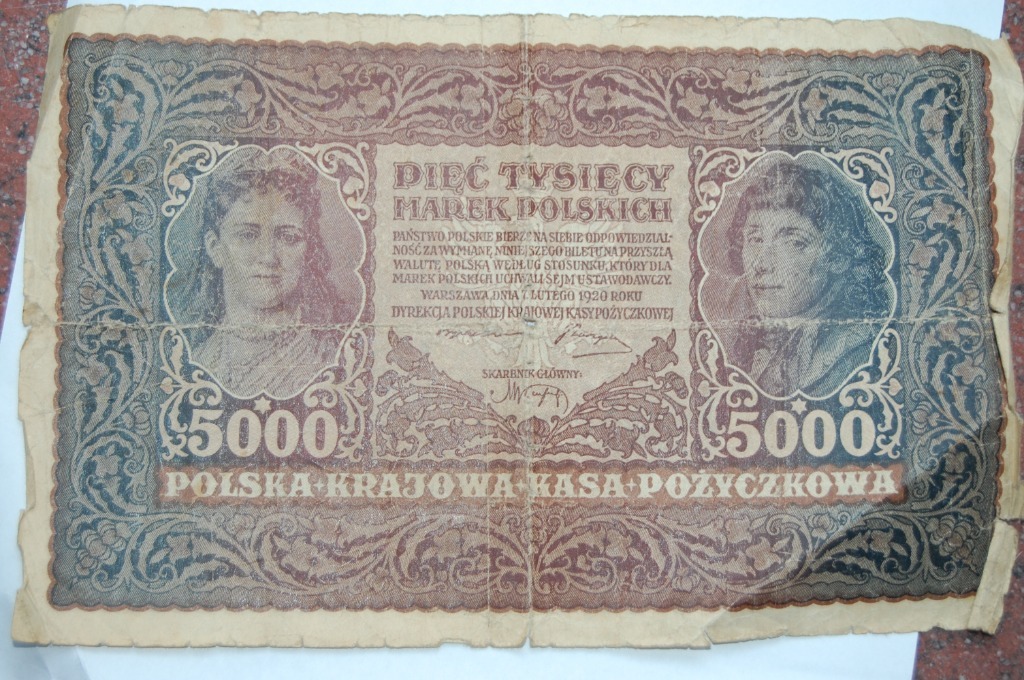 Banknot 5000 Marek ch 1920 | Piastów | Licytacja na Allegro Lokalnie