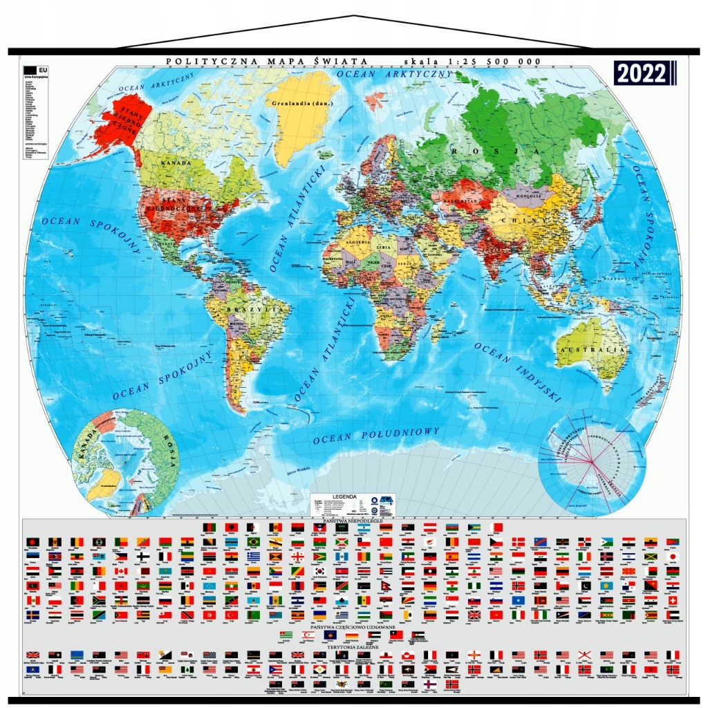 Kolorowa Mapa Polityczna Świata 160x160 PAŃSTWA | Katowice | Kup teraz ...