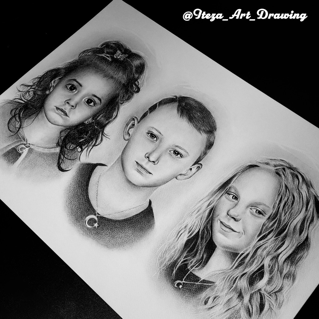 Portret rysunek na prezent 3 osoby a2 | Warszawa | Kup teraz na Allegro ...