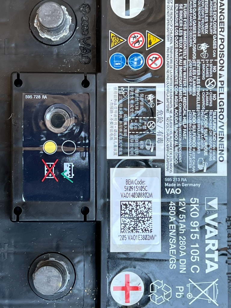 AKUMULATOR VARTA 12V 51AH 280A DIN 480A 5K0915105C | Kraków ...