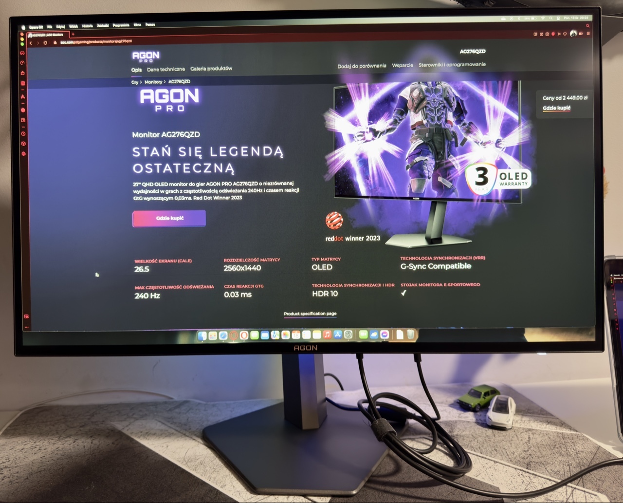Monitor OLED AOC Argon Pro 27 cali 2K AG276QZD | Wrocław | Ogłoszenie ...