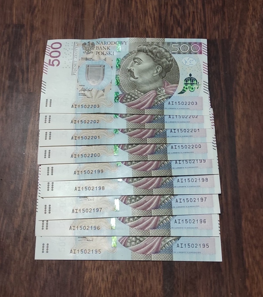 Banknoty 500 PLN jednej serii | Gdynia | Kup teraz na Allegro Lokalnie