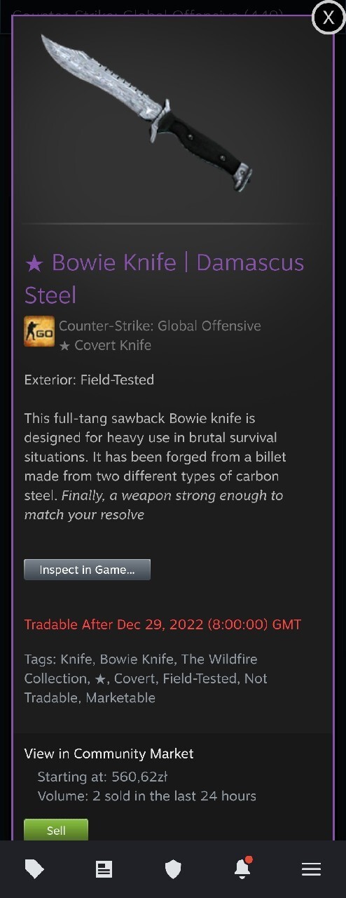 SKIN CS GO KOSA BOWIE KNIFE DAMASCUS STEEL (FT) | Warszawa | Kup teraz ... SKIN CS GO KOSA BOWIE KNIFE DAMASCUS STEEL (FT) | Warszawa | Kup teraz ...