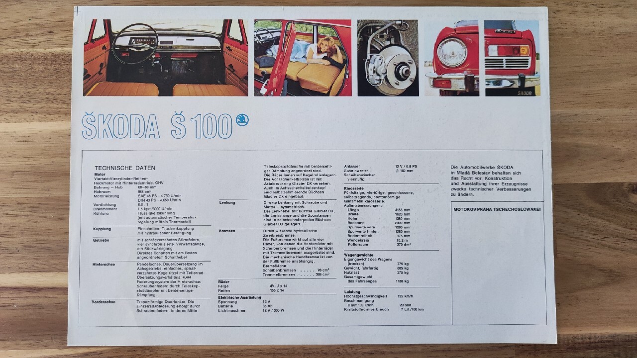 Prospekt reklamowy, broszura Skoda S100 | Janowice | Kup teraz na Allegro Lokalnie