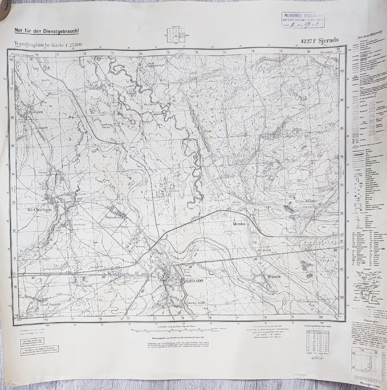 Inalna mapa wojskowa II RP Sieradz 1:25000 ze stemplami | Łomża ...