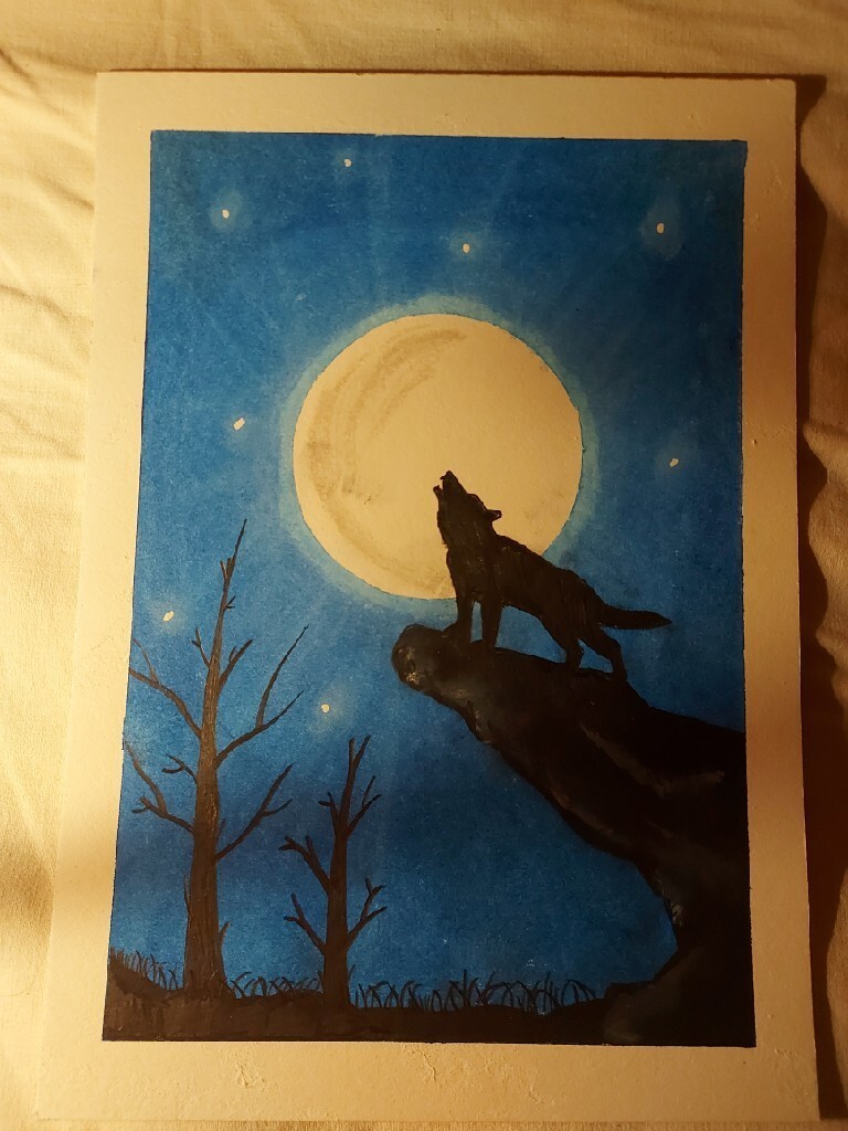 Wilczy krzyk obraz rysunek pastele | Warszawa | Ogłoszenie na Allegro ...