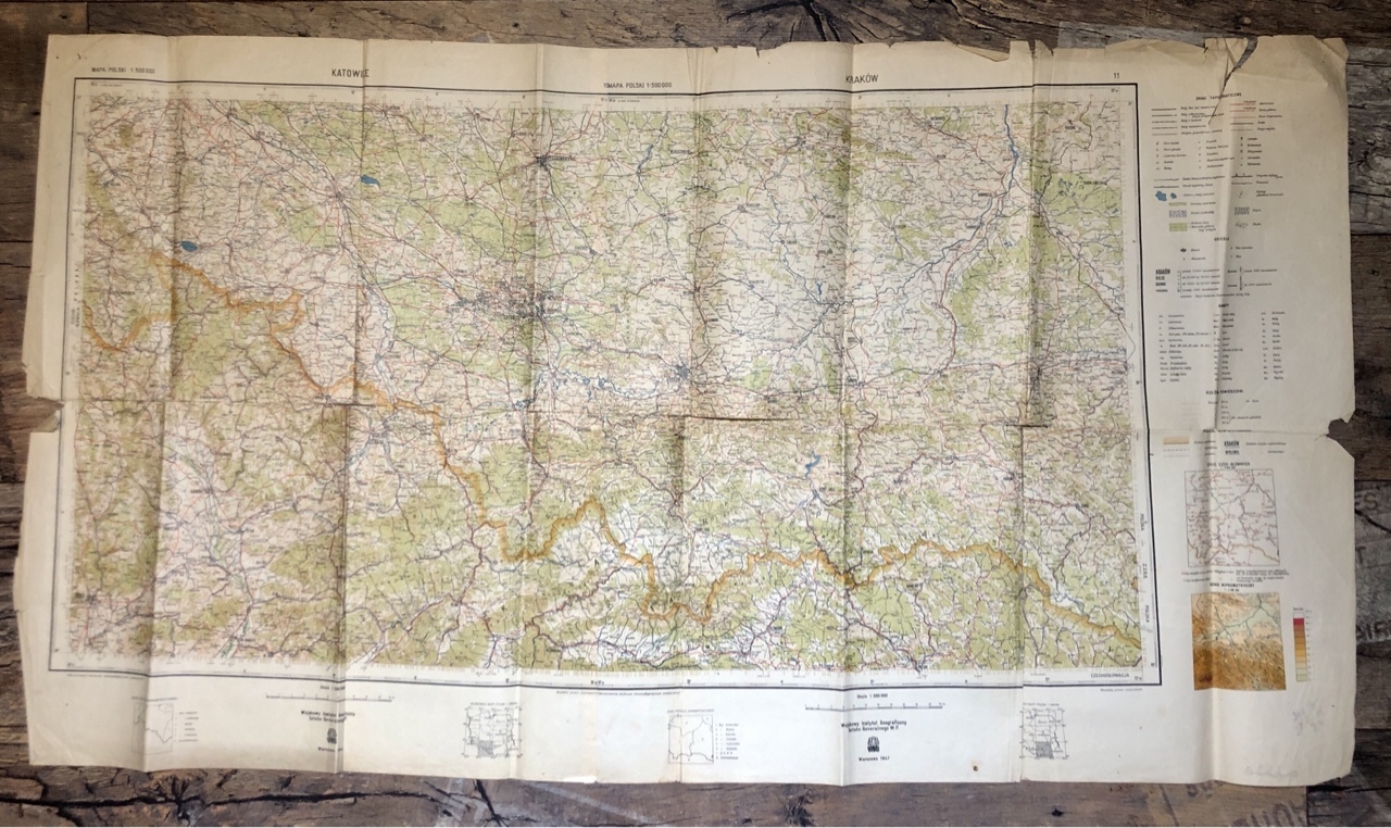 WIG Mapa 1:500 000 1947r Obszar 10 12 Kraków Katowice | Kraków | Kup ...