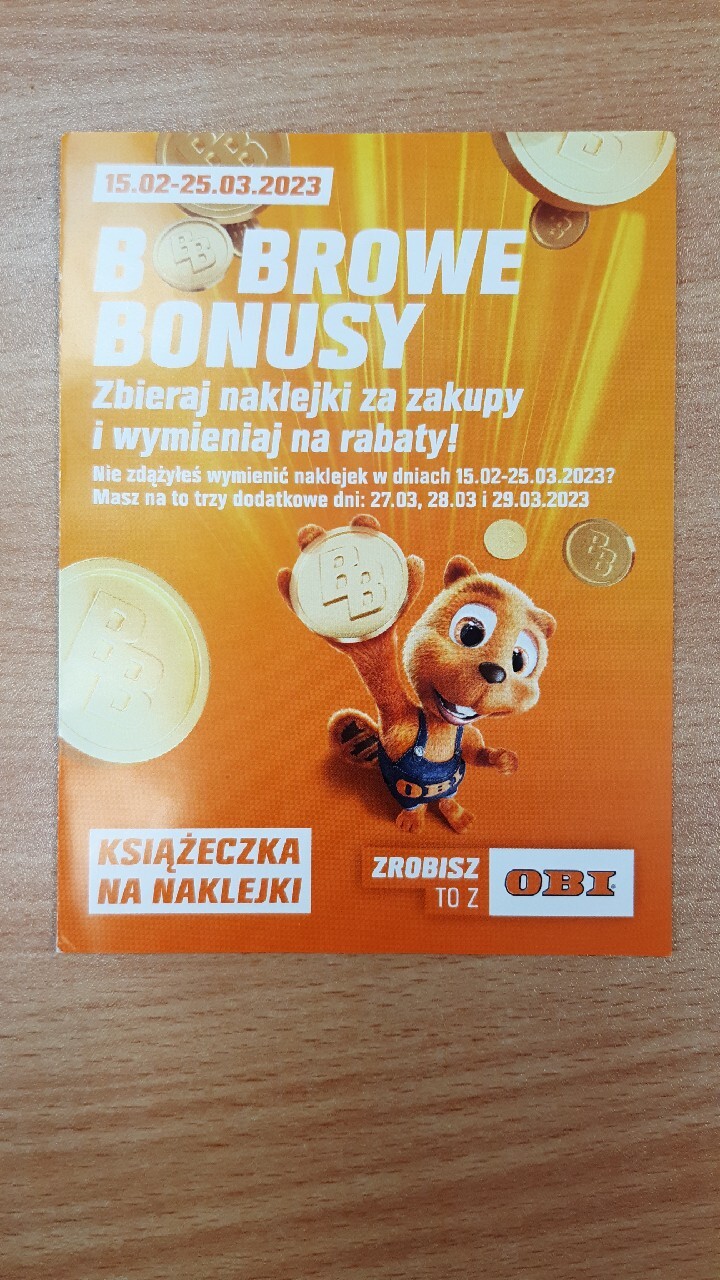 OBI naklejki Bobrowe bonusy 15% | Białystok | Kup teraz na Allegro Lokalnie