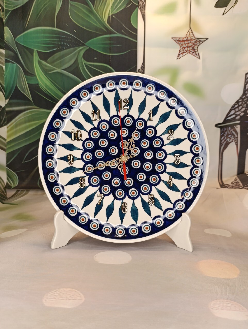 Zegar wiszący ceramiczny ścienny 25 cm cichy ceramika Bolesławiec ...