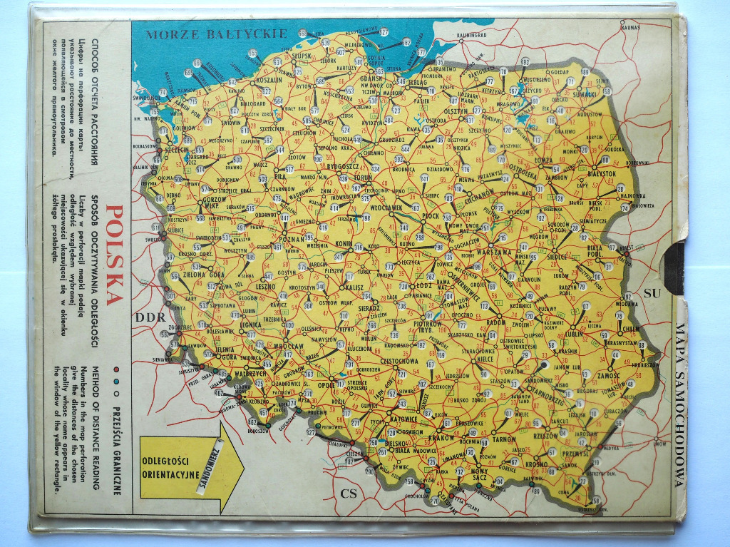 Mapa samochodowa PRL z odległościami | Tychy | Kup teraz na Allegro ...