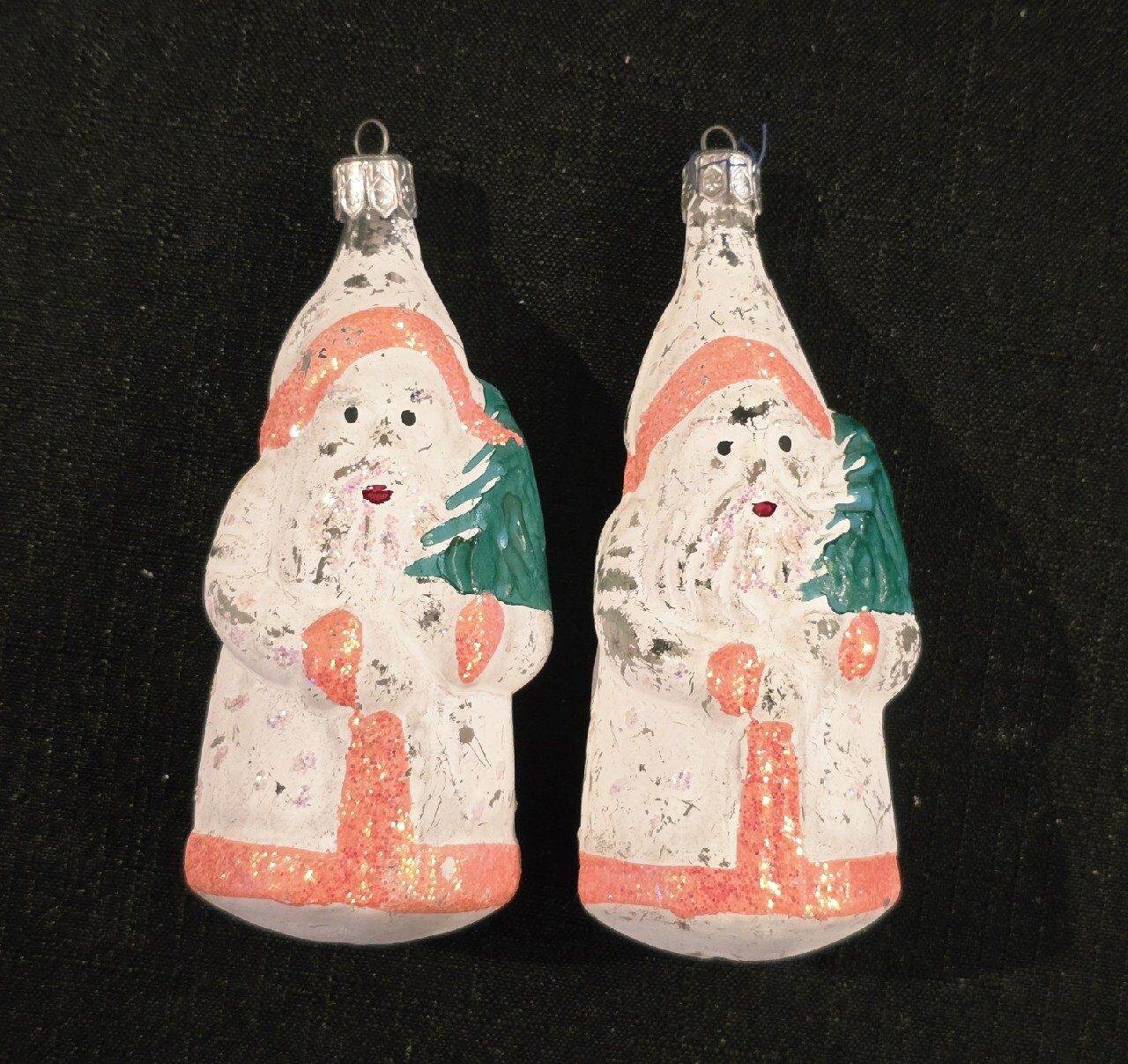 Bombki prl szklane mikołaje 2 szt kształtki ozdoby choinkowe vintage ...