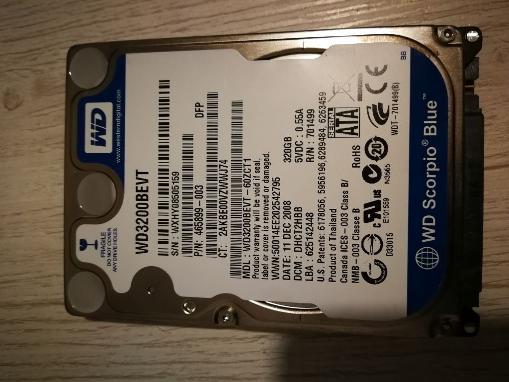 WD 320 GB HDD wd3200bevt60zct1 | Reszel | Ogłoszenie na Allegro Lokalnie