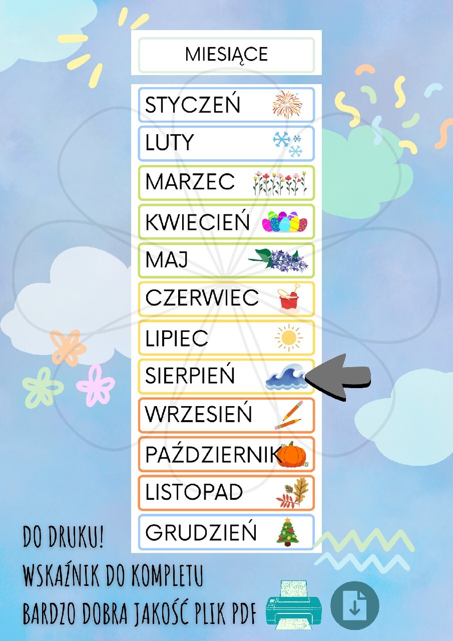 Pomoc dydaktyczna MIESIĄCE druk PDF | Poznań | Kup teraz na Allegro ...