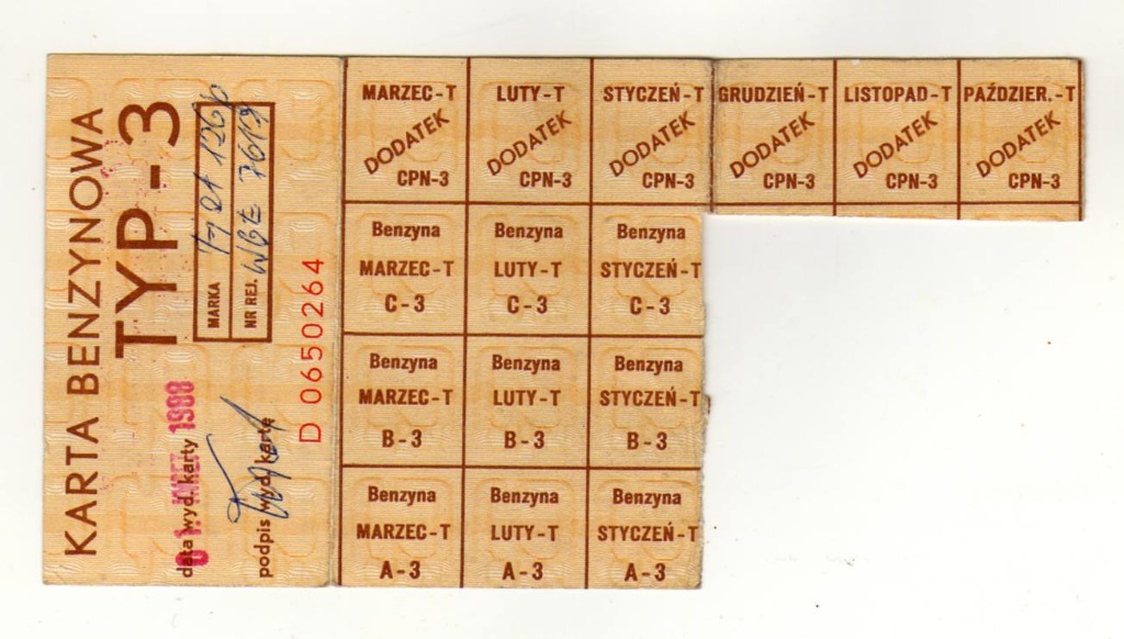 Warszawa Karta benzy TYP 3 1988 | Białogard | Licytacja na Allegro Lokalnie