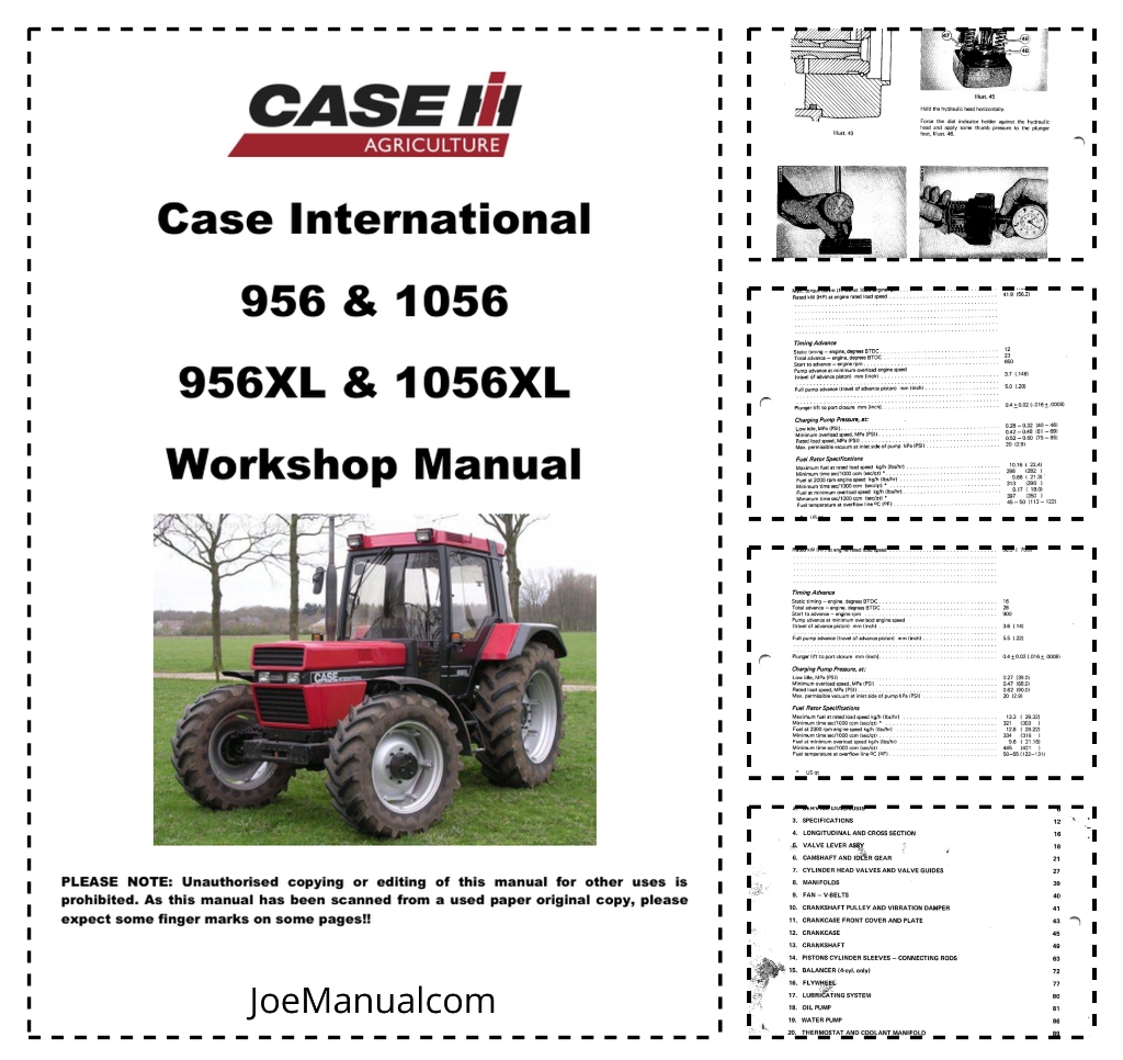 CASE 956 1056 XL Tractor Workshop Manual Instrukcja serwisowa naprawcza ...