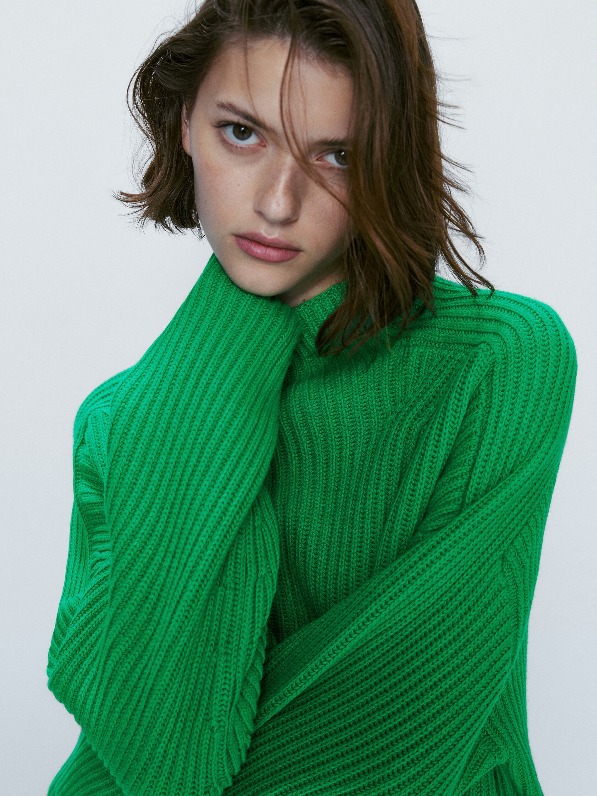 Massimo Dutti sweter wełniany z rozcięciem zielony | Bydgoszcz | Kup ...