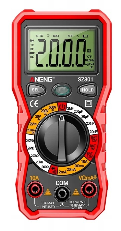 MULTIMETR CYFROWY ANENG SZ301 ACDC czerwony | Warszawa | Kup teraz na ...