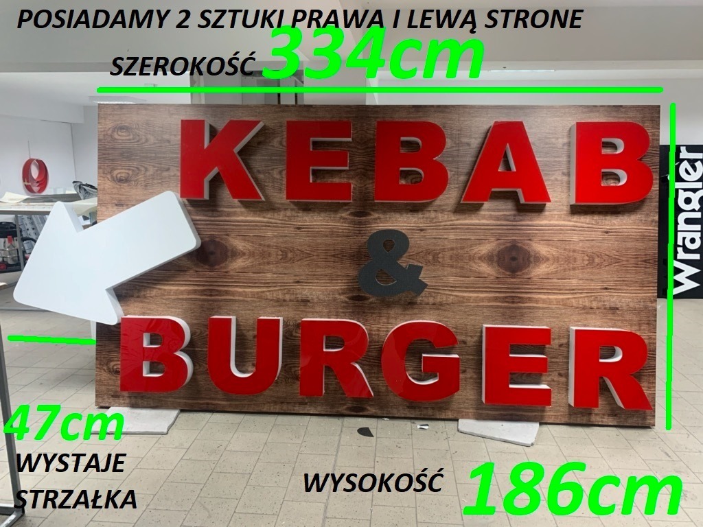 Reklama Kebab i Burger litery świetlne banery mega | Młynne | Kup teraz ...