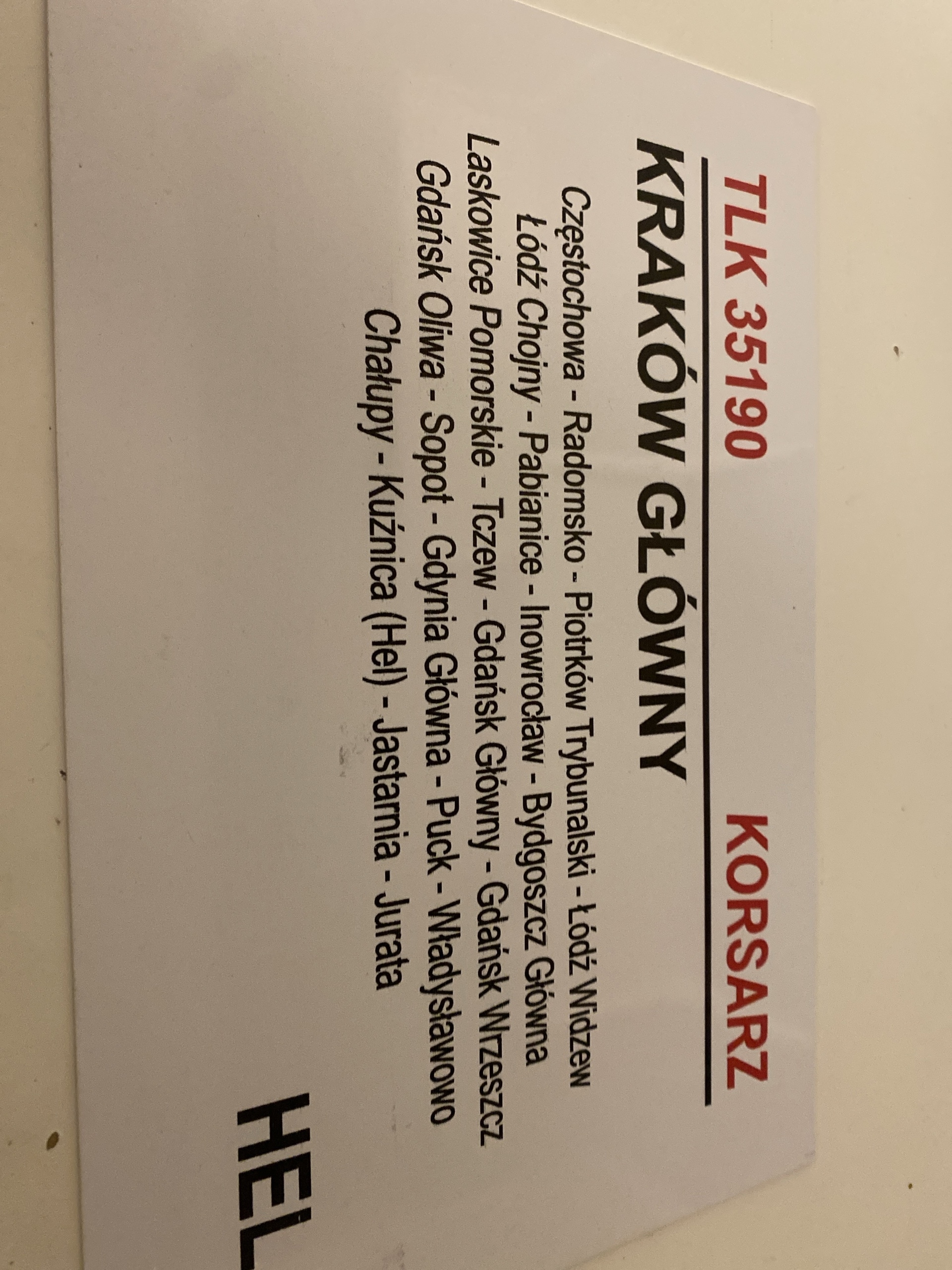 Tablica relacyjna PKP Intercity TLK KORSARZ | Tomaszowice | Kup teraz ...