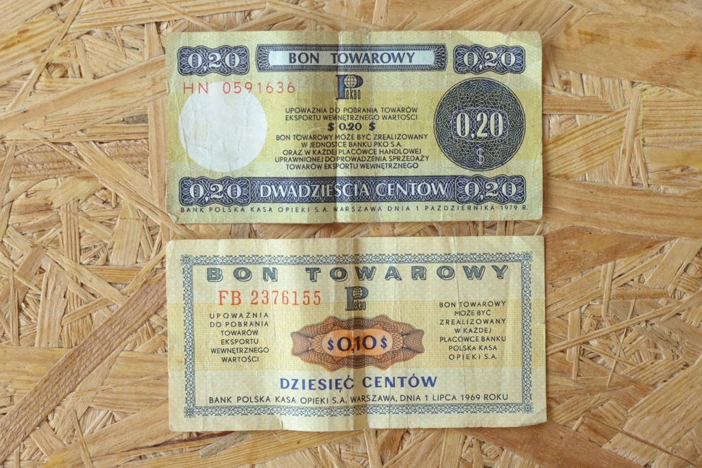 Bony towarowe PKO 10 i 20 centów 1969 1979 | Gdańsk | Kup teraz na Allegro Lokalnie